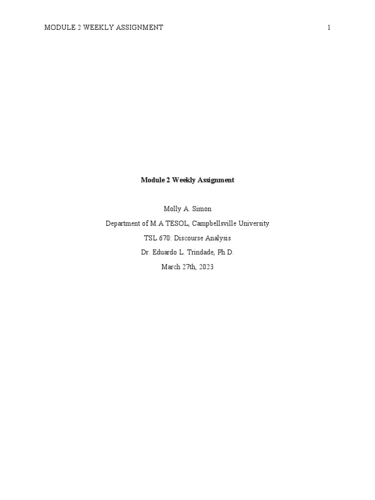Module 2 Assignment | PDF | English As A Second Or Foreign Language | Multilingualism