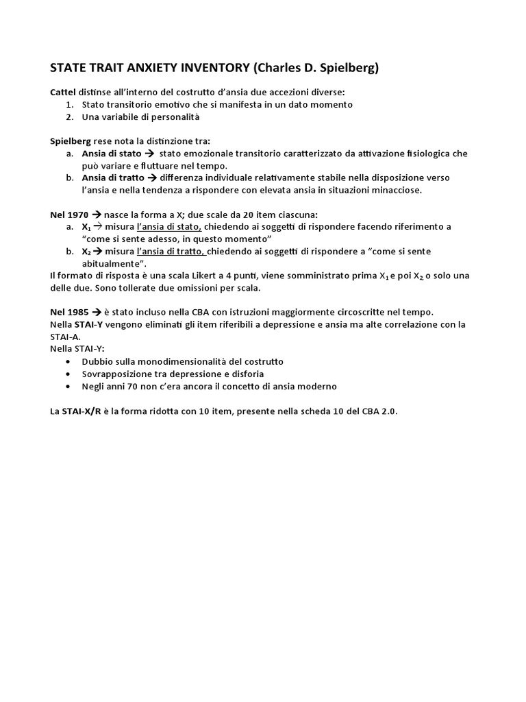 State Trait Anxiety Inventory | PDF