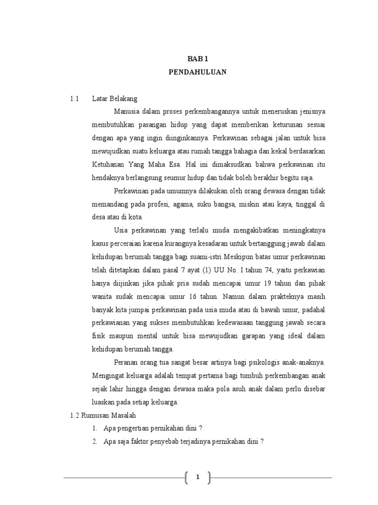 Dampak dan Penyebab Pernikahan Dini | PDF