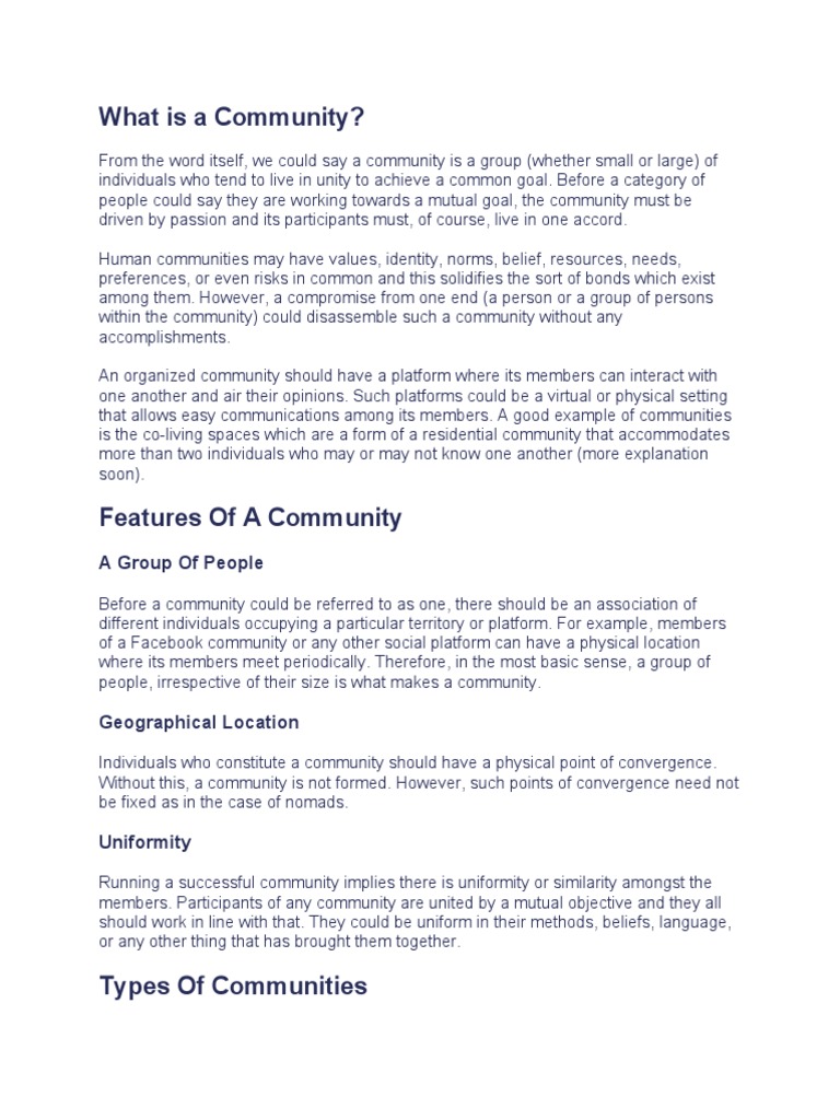 What Is A Community | PDF | Community | Suburb