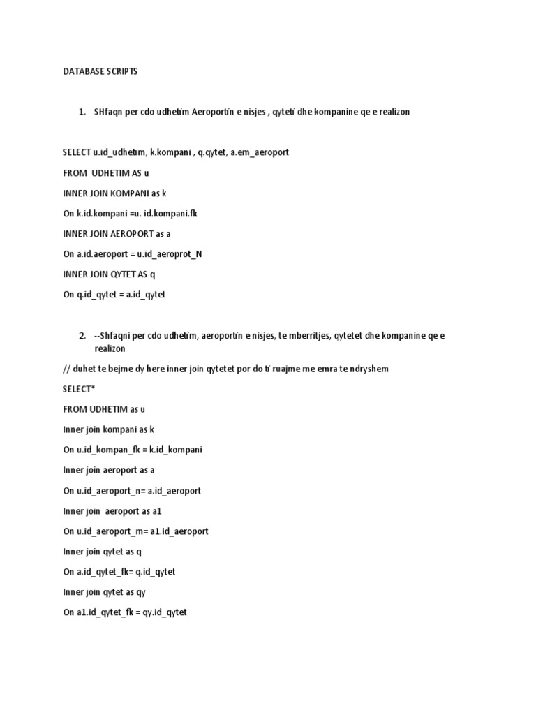 DATABASE SCRIPTS Voyage | PDF