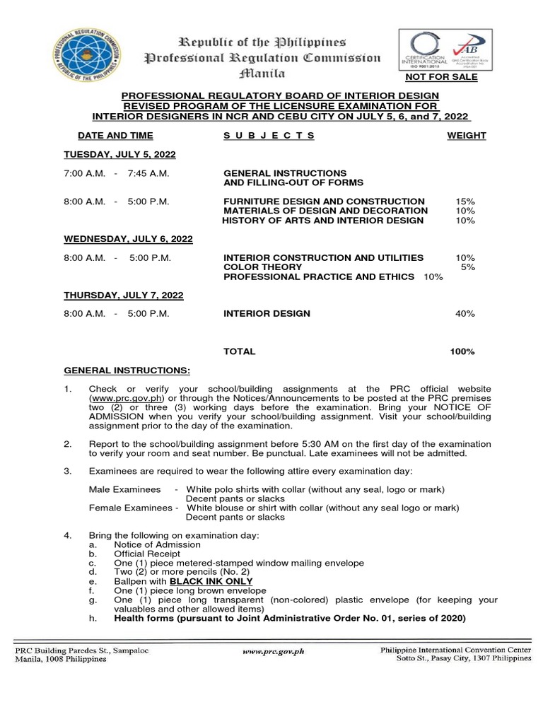 Revised Exam Program July 2022 Idle (Int Des) | PDF | Drawing ...