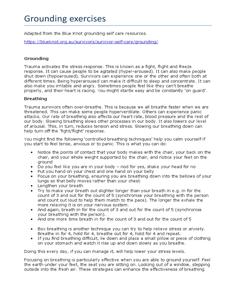 Grounding Exercises | PDF | Breathing | Thorax