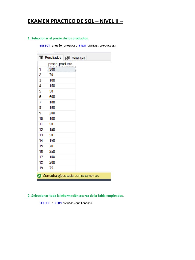 Examen SQL Práctico Nivel II | PDF | SQL | Presupuesto