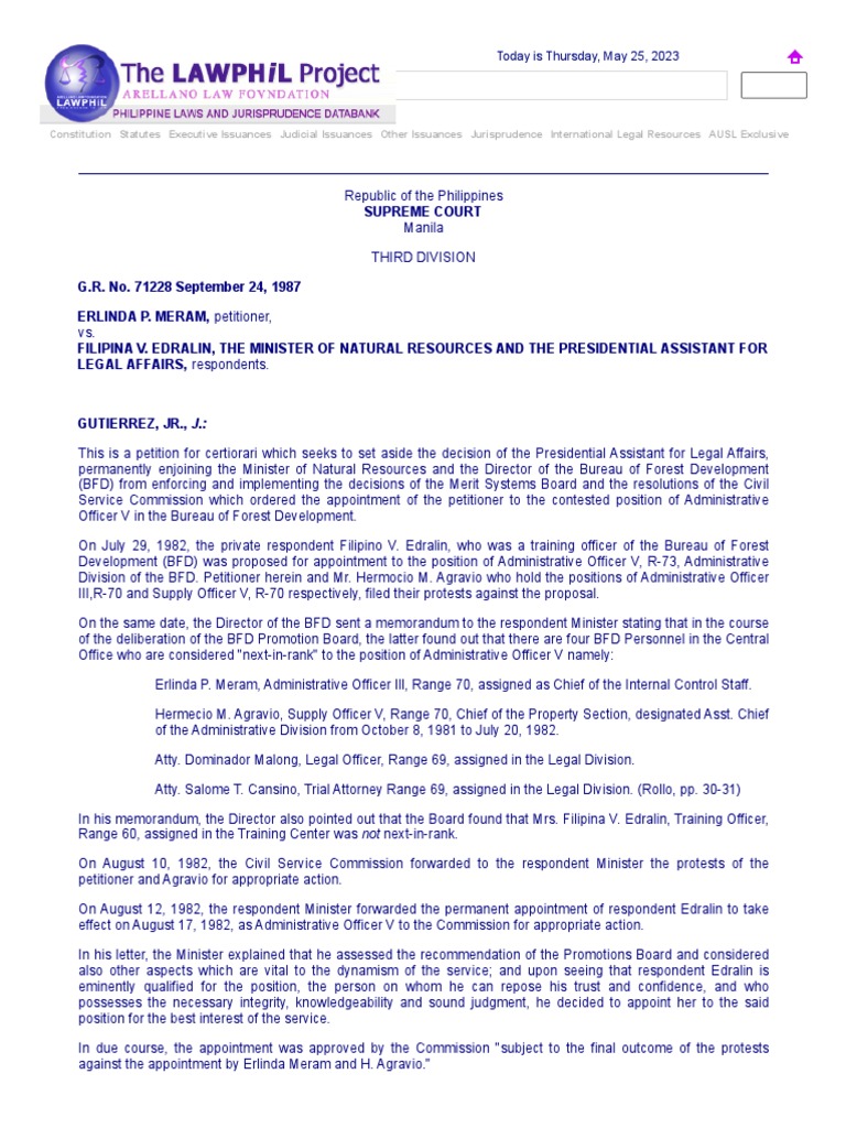 MERAM VS EDRALIN GR 71228 G.R. No. 71228 | PDF | Jurisdiction | Estoppel
