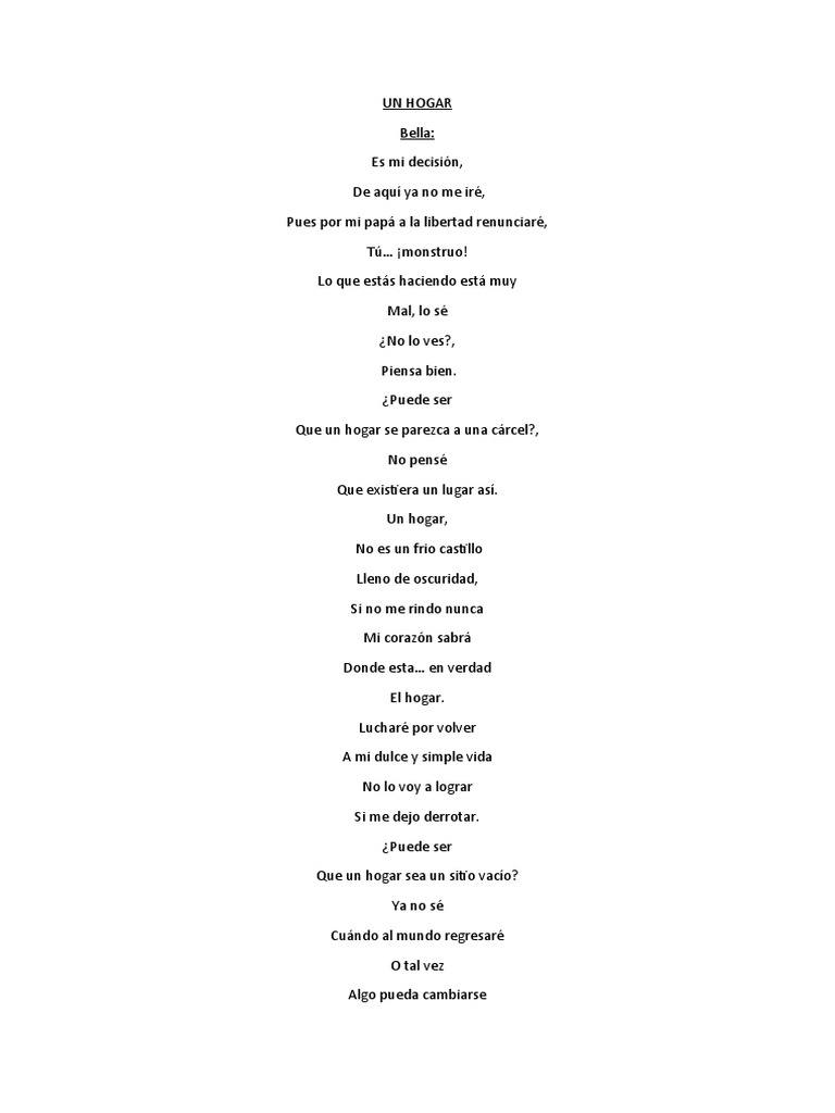 LETRA CANCION HOGAR | PDF