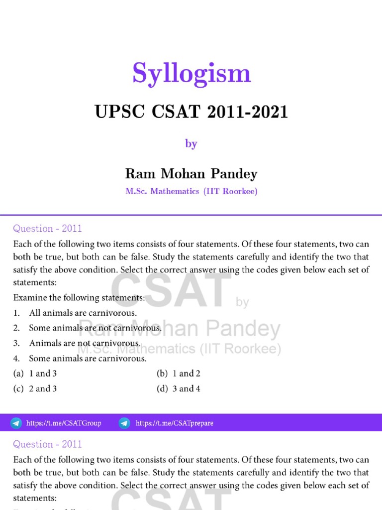 02 Syllogism (PYQs 2011-2021) | PDF