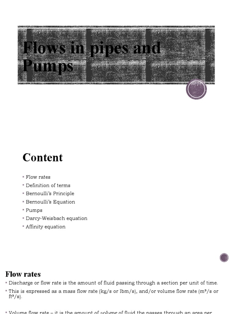 8.0 Flows in Pipes | PDF | Fluid Dynamics | Reynolds Number