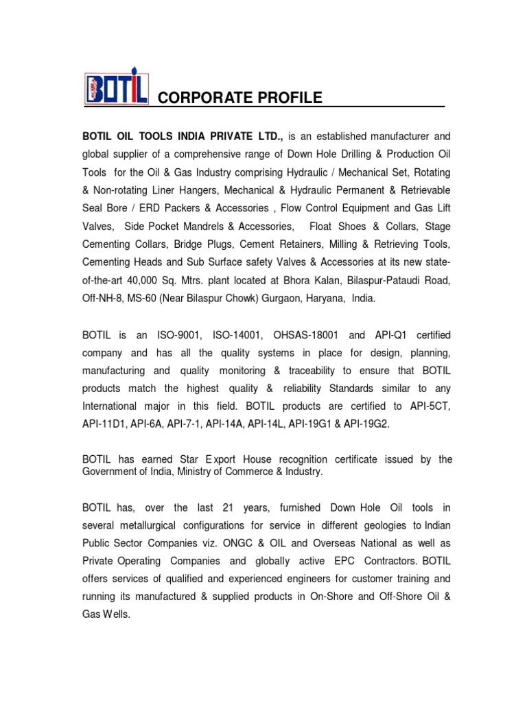 BOTIL Product Catalogue | PDF | Casing (Borehole) | Valve
