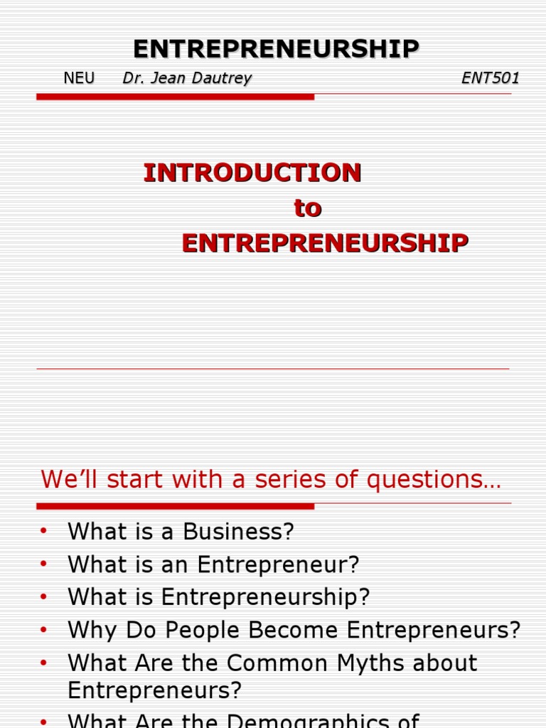 1 INTRODUCTION To ENTREPRENEURSHIP | PDF | Entrepreneurship | Business