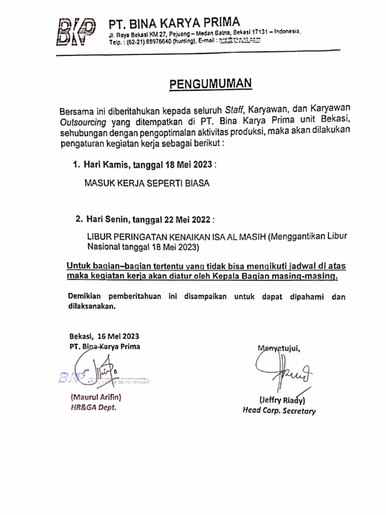 Tukar Hari Libur | PDF