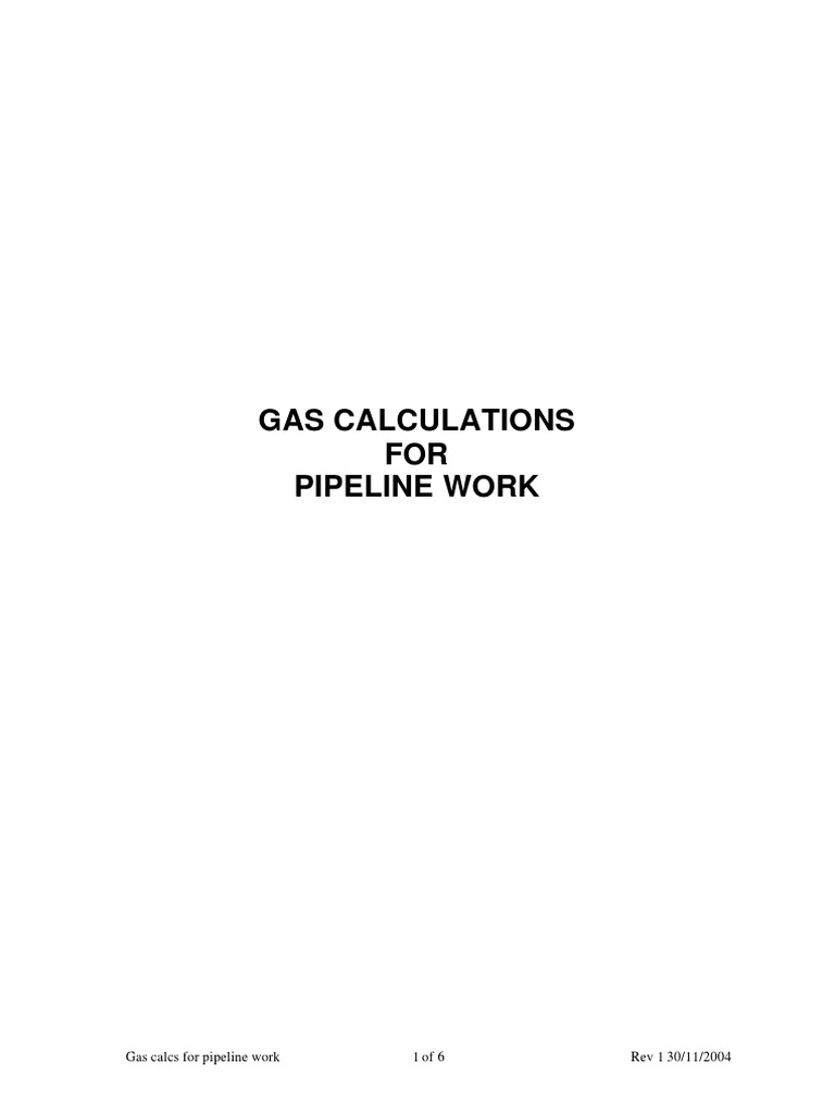 Gas Calculations For Pipeline Work | PDF | Gases | Liquids