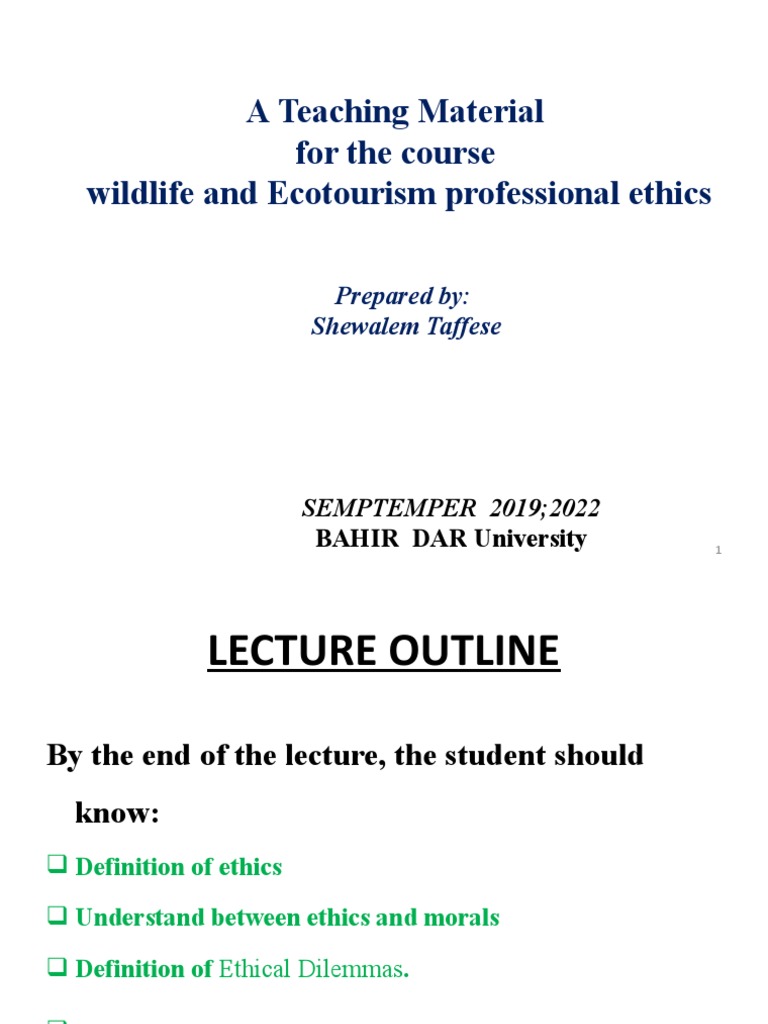 Powerpoint For Wildlife and Ecotourism Professional Ethics | PDF ...