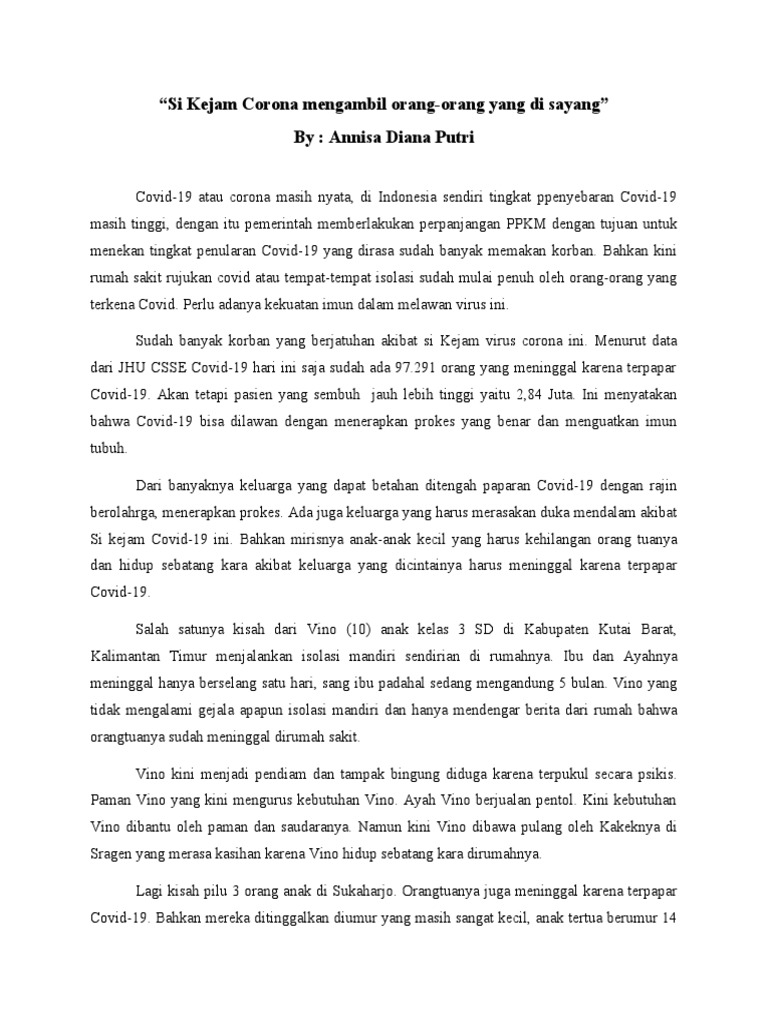 Annisa Diana Putri-Si Kejam Corona Mengambil Orang Yang Disayang | PDF | Kesehatan Holistik
