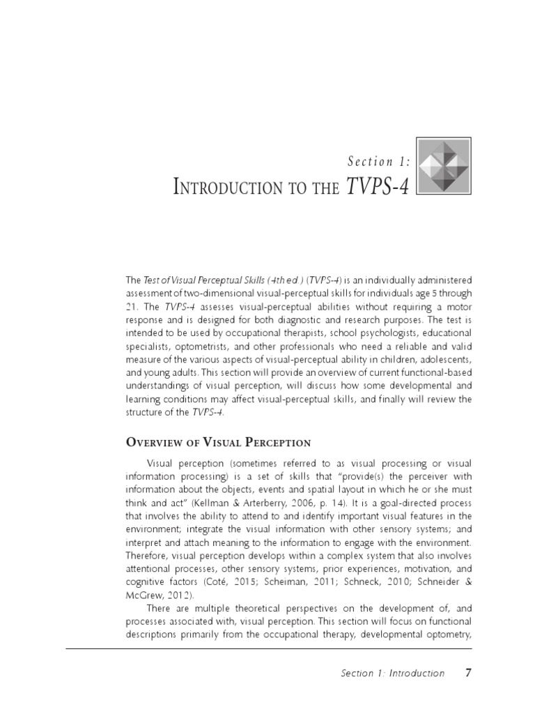 TVPS4 Manual Intro | PDF | Perception | Visual Perception