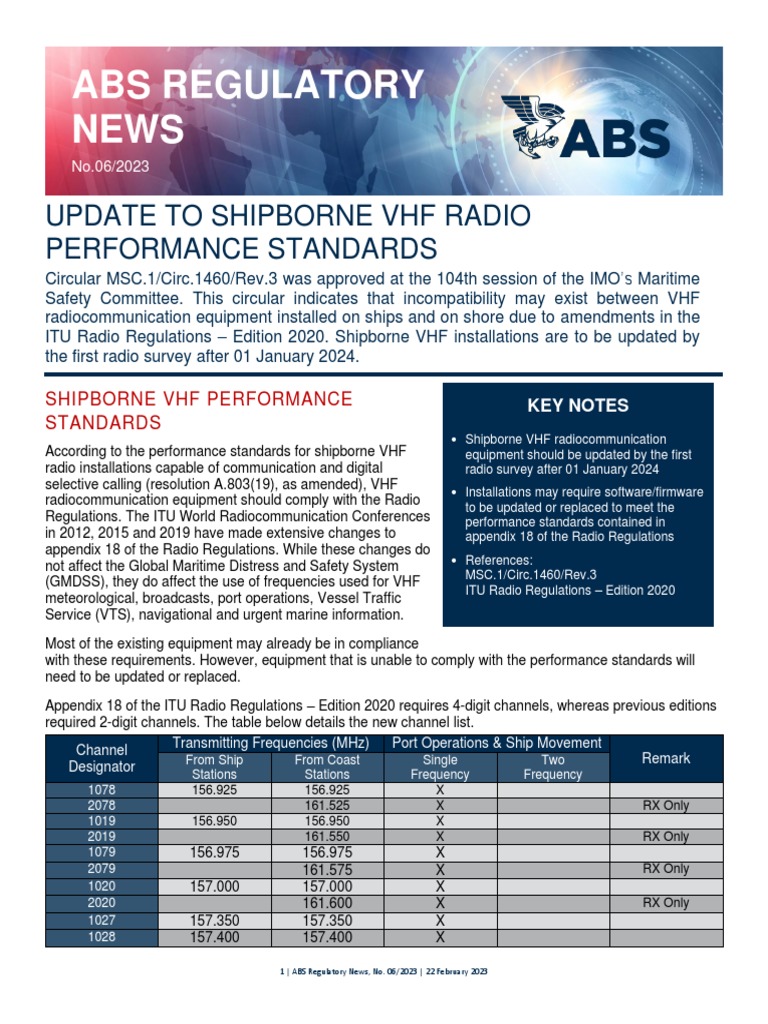 ABS Regulatory News - VHF Performance Standards | PDF | Communication ...