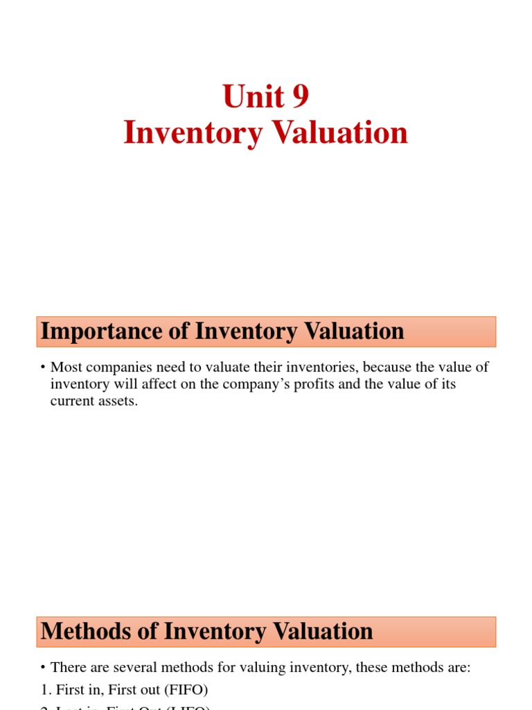 Unit 8 Inventory Valuation | PDF
