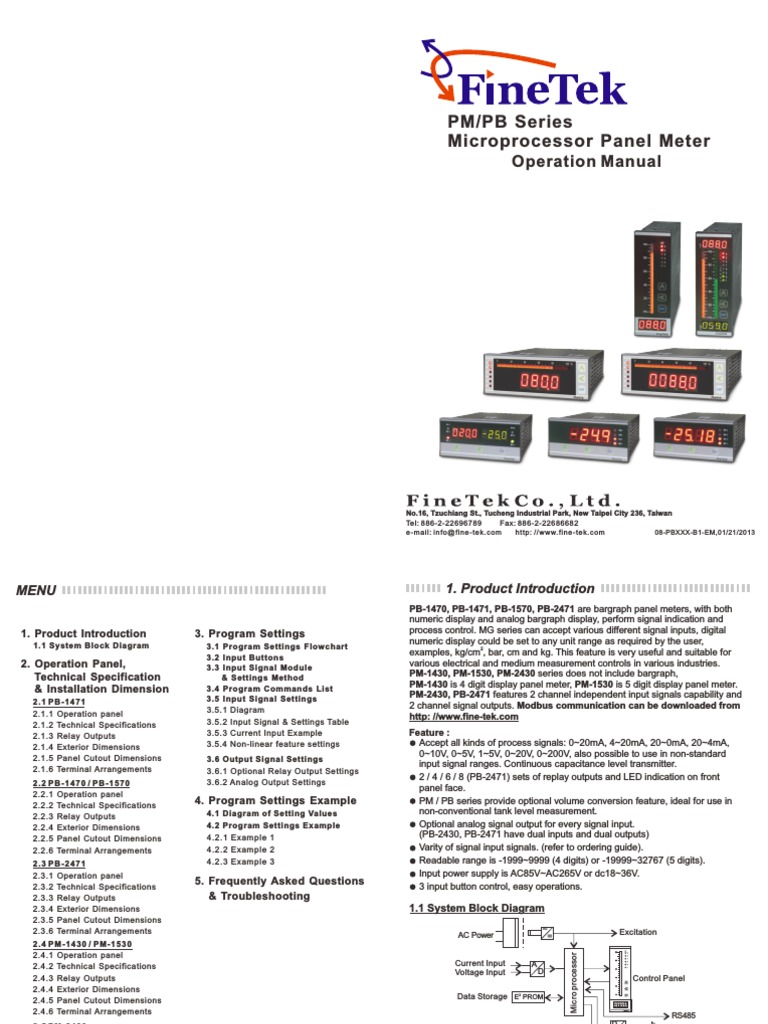 PBXXX Microprocessor Panel Meter Operation Manual - B1 | PDF | Relay ...