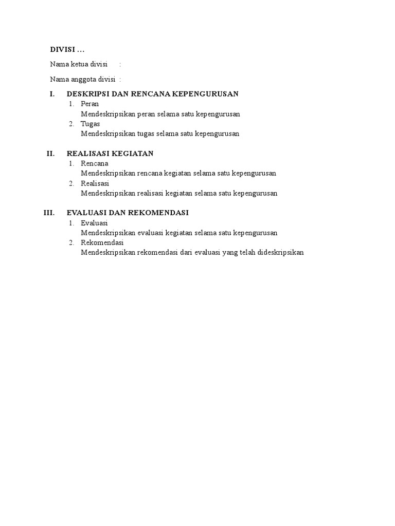 Draft LPJ Divisi | PDF