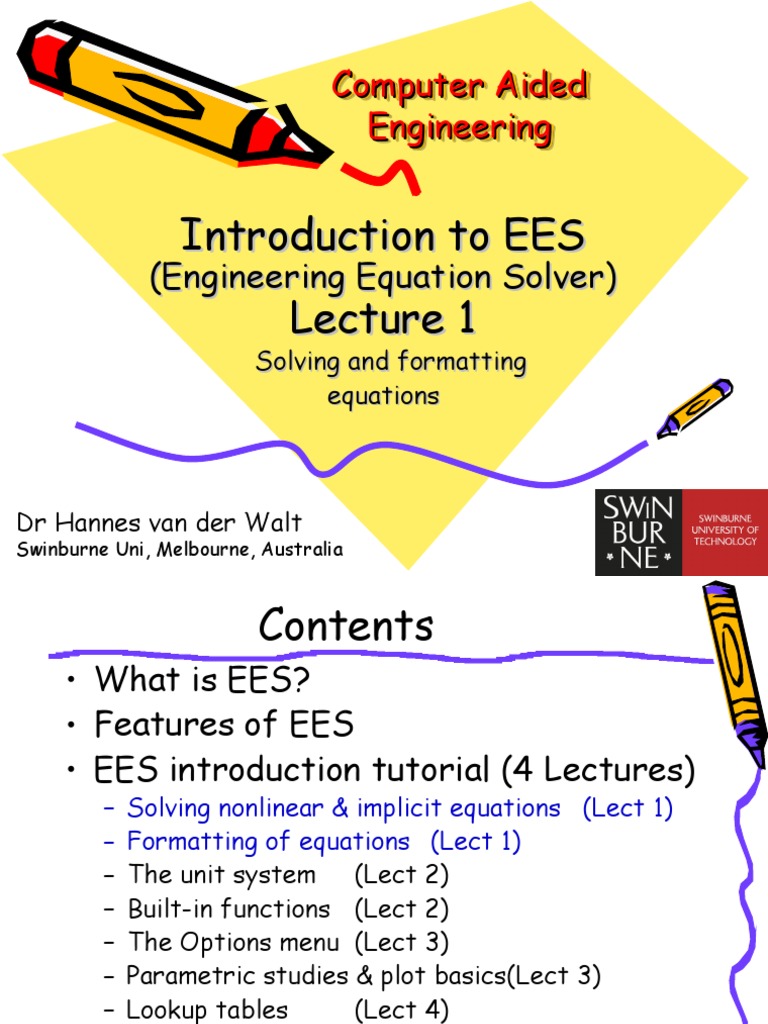 EES Introduction: Solving Equations | PDF | Equations | Matrix ...