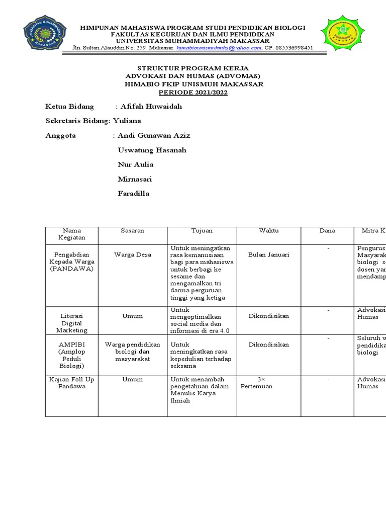 PROKER BIDANG Advomas 2021-2022-1 | PDF