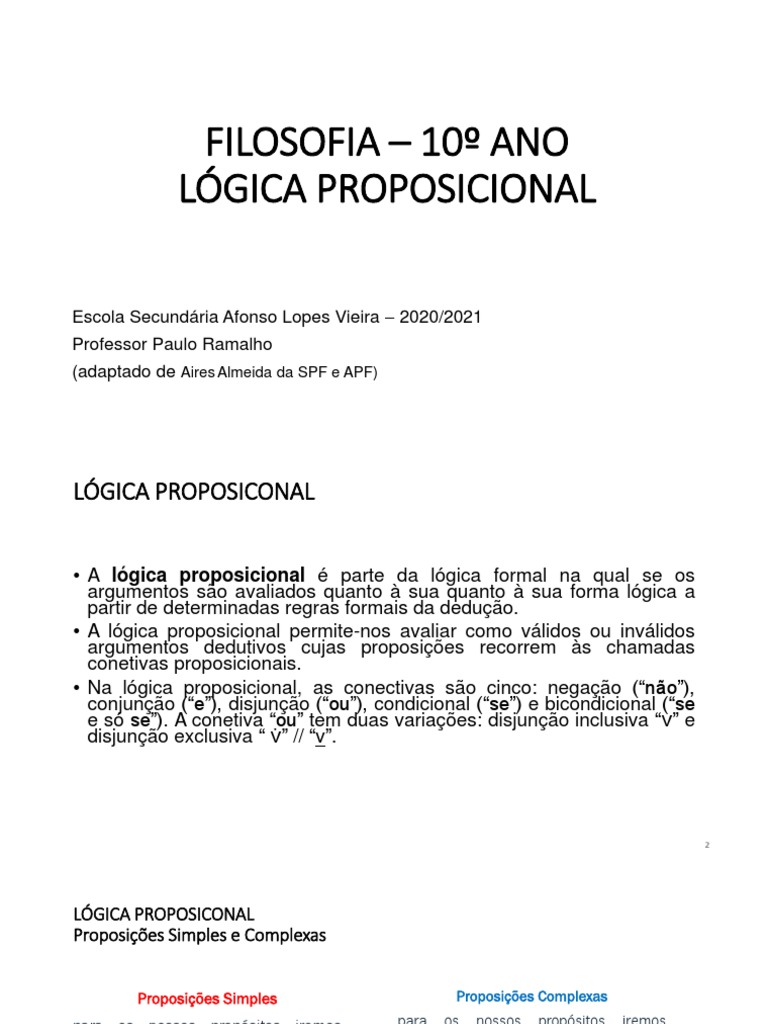 Lógica Proposicional: Conceitos e Regras | PDF | Argumento | Raciocínio ...
