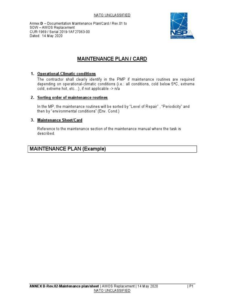 03b - Annex D - Maintenance Plan - Sheet - Rev.01 | PDF | Mechanical ...