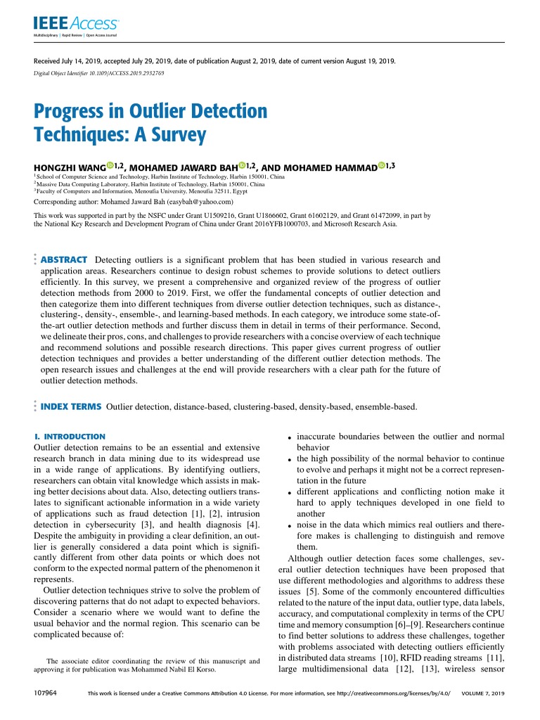 A Survey On Outlier Detection Techniques Pdf Outlier Data