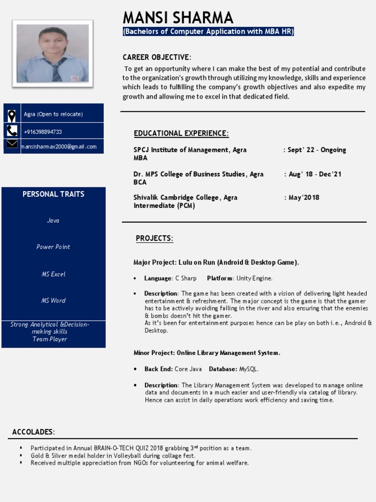 Resume - Mansi Sharma - MBA HR | PDF | Computing | Software Development