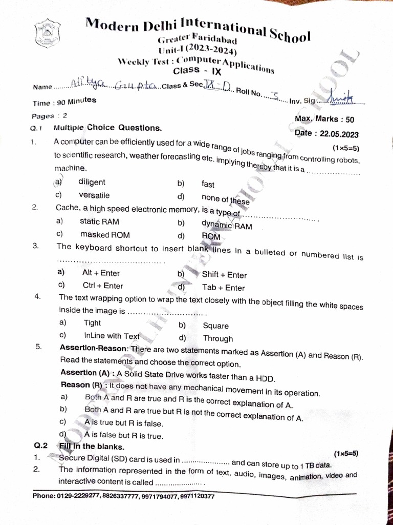 Computer Question Paper | PDF | Computer Data Storage | Read Only Memory