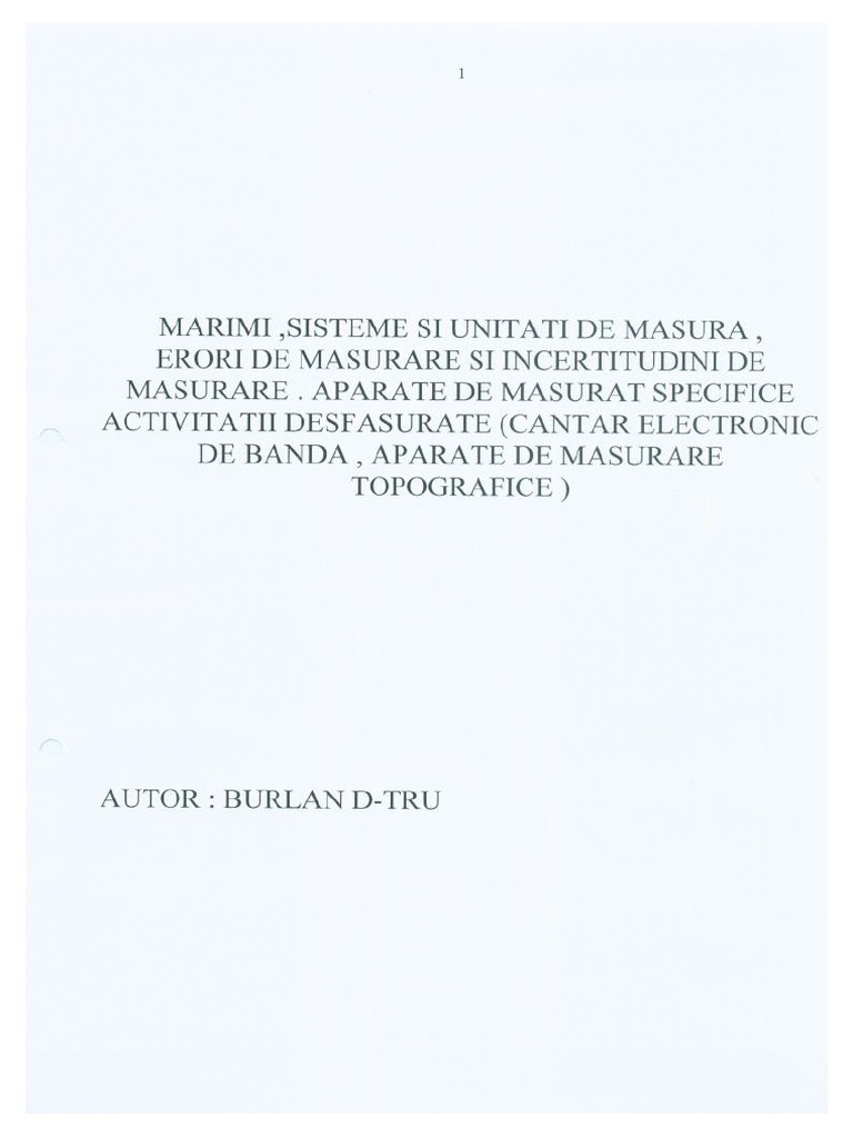 2.9.marimi, Sisteme Si Unitati de Masura, Erori de Masurare Si ...