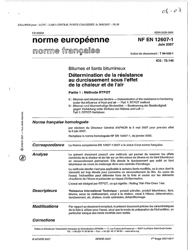 NF en 12607-1 Rtfot | PDF