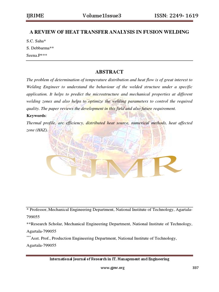 Heat Transfer in Fusion Welding | PDF | Construction | Welding