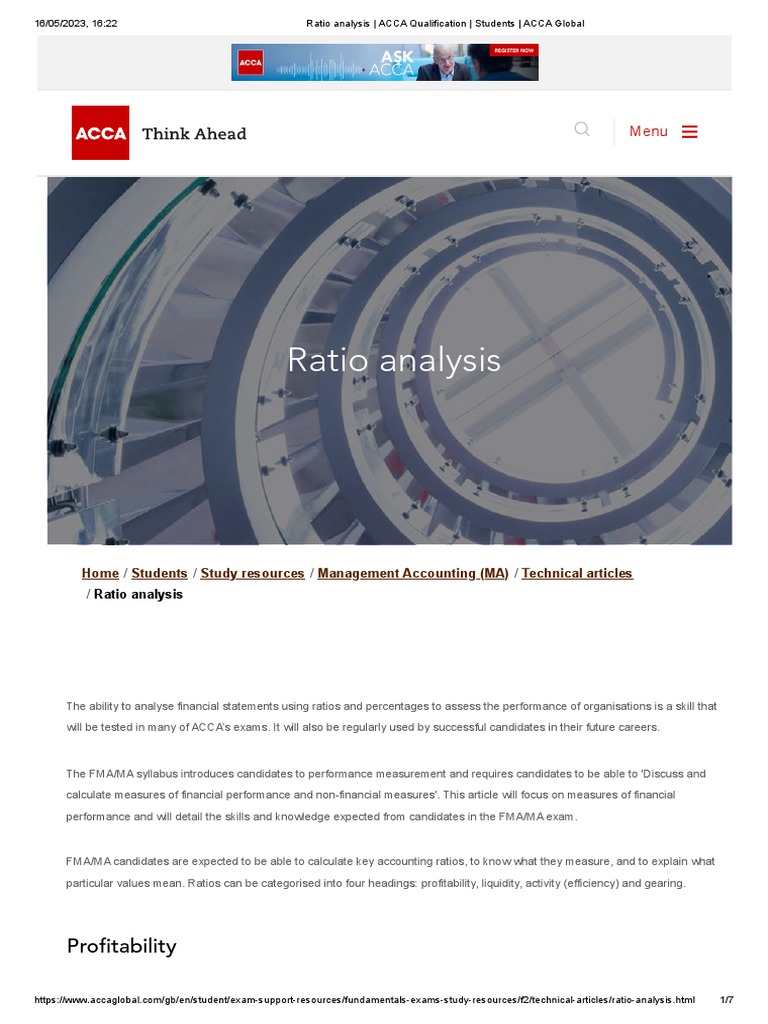 Ratio Analysis - ACCA Qualification - Students - ACCA Global | PDF ...