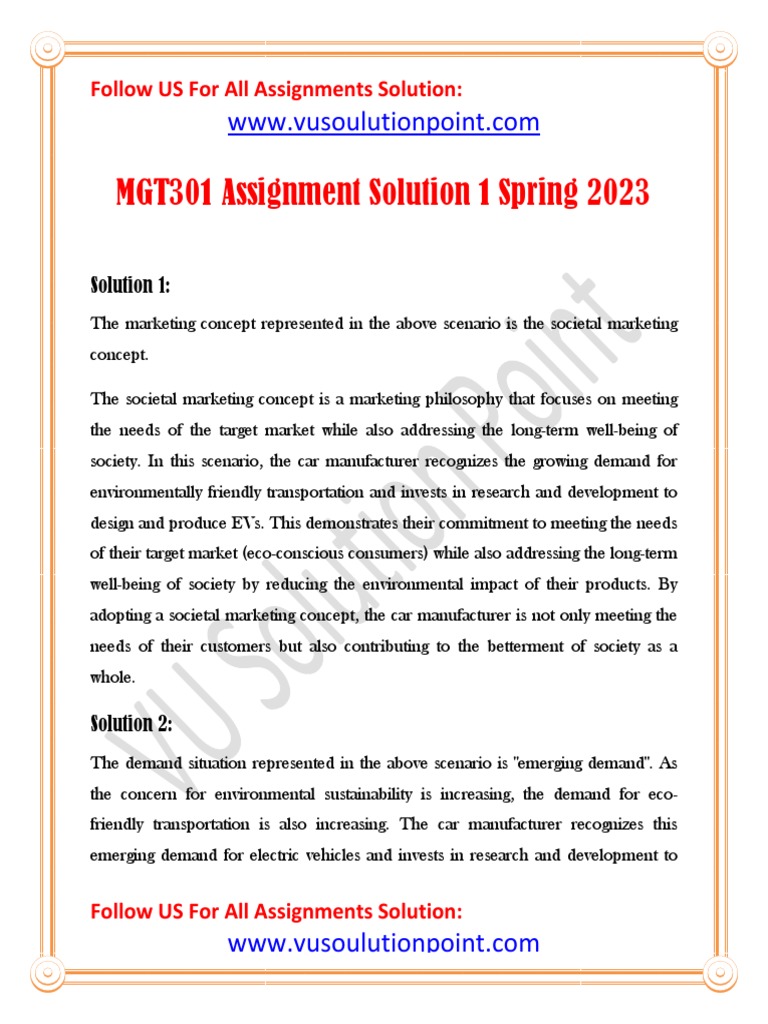 MGT301 Spring 2023 Assignment Solutions | PDF | Business