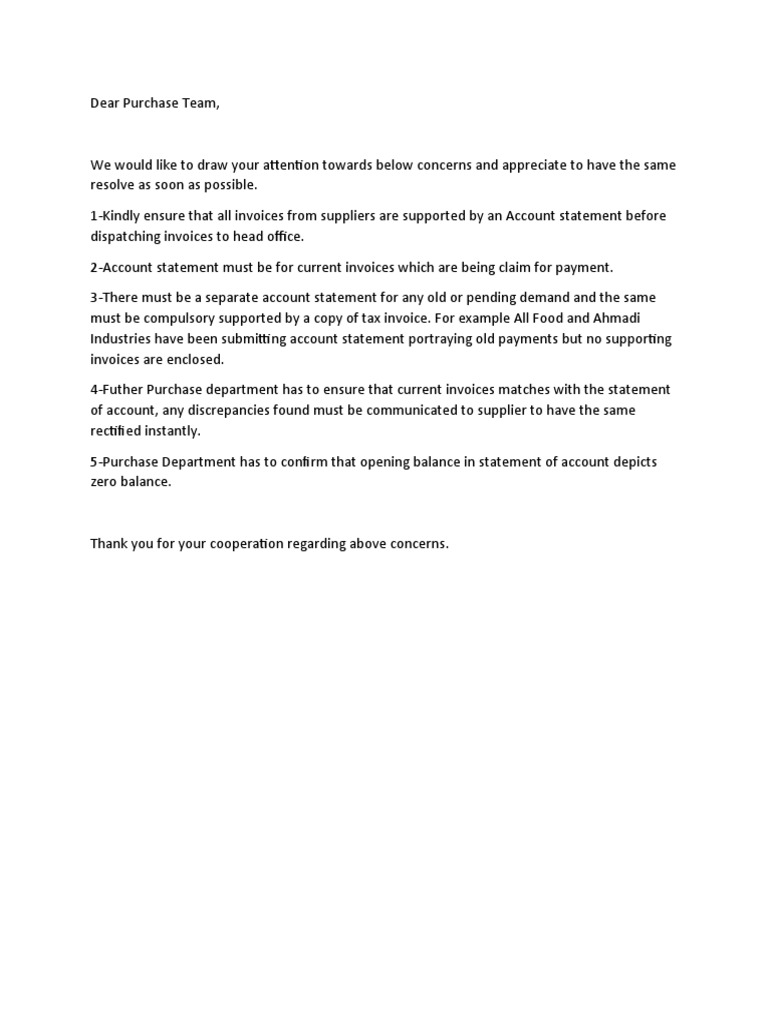 Dear Purchase Team | PDF