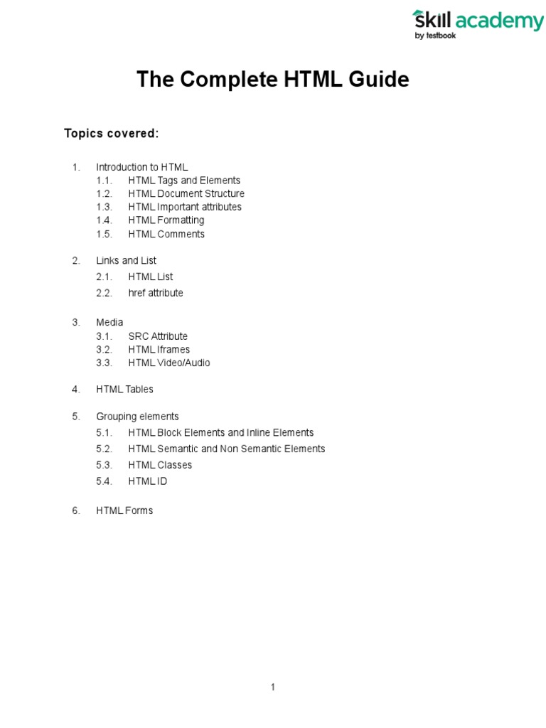 Complete Guide Html Pdf Html Element Html
