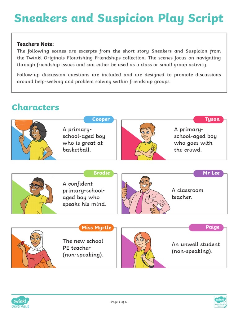 Au DR 5 Sneakers and Suspicion Play Script From The Flourishing Friendships Collection - Ver - 1 ...