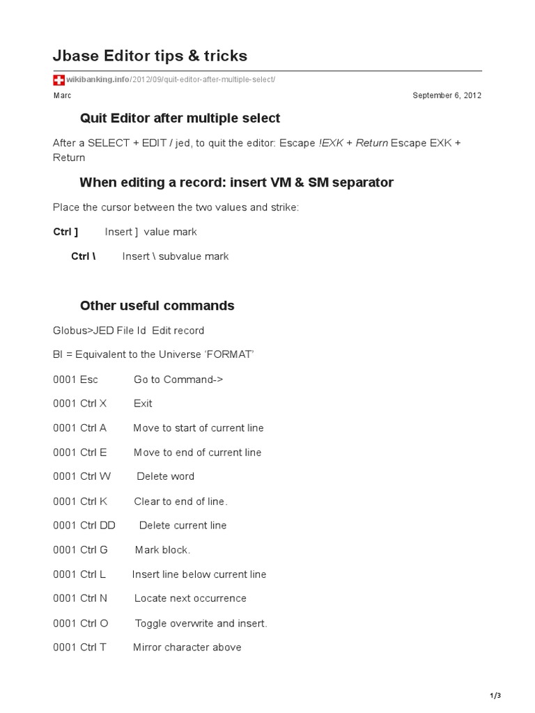 T24-Jbase Editor Tips Tricks | PDF | String (Computer Science) | Control Key