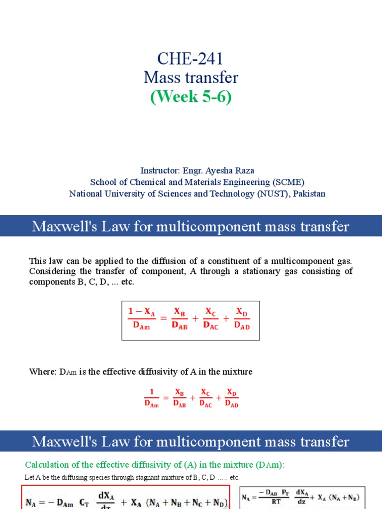 Mass Tranfer-Week5 - 6 | PDF | Diffusion | Physical Phenomena