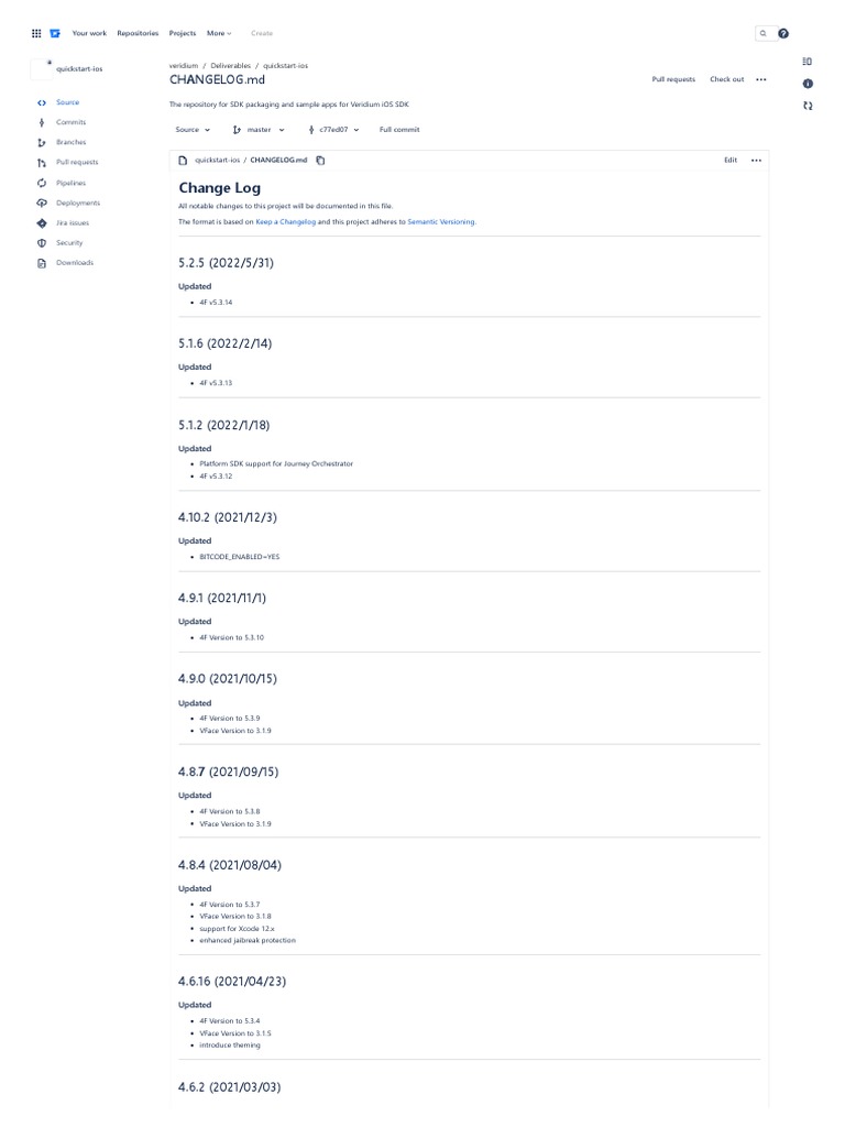 Veridium iOS SDK Changelog | PDF | Ios | Application Software