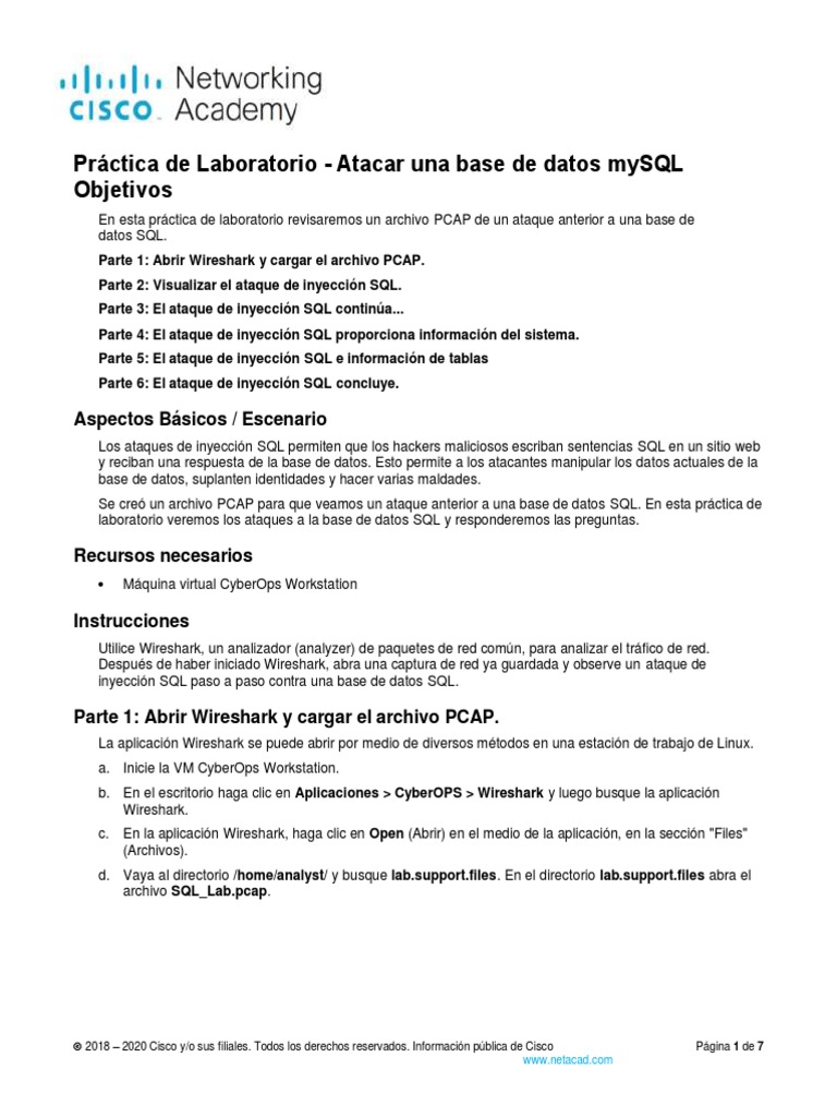 17.2.6 Lab - Attacking A Mysql Database - Es XL | PDF | SQL | Bases de ...