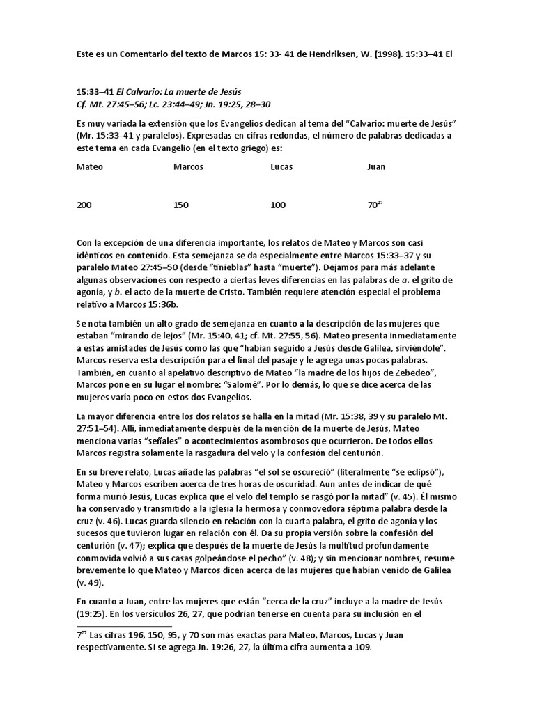 Reflexión sobre Marcos 15:33-41 | PDF | Jesús | Evangelio de Marcos