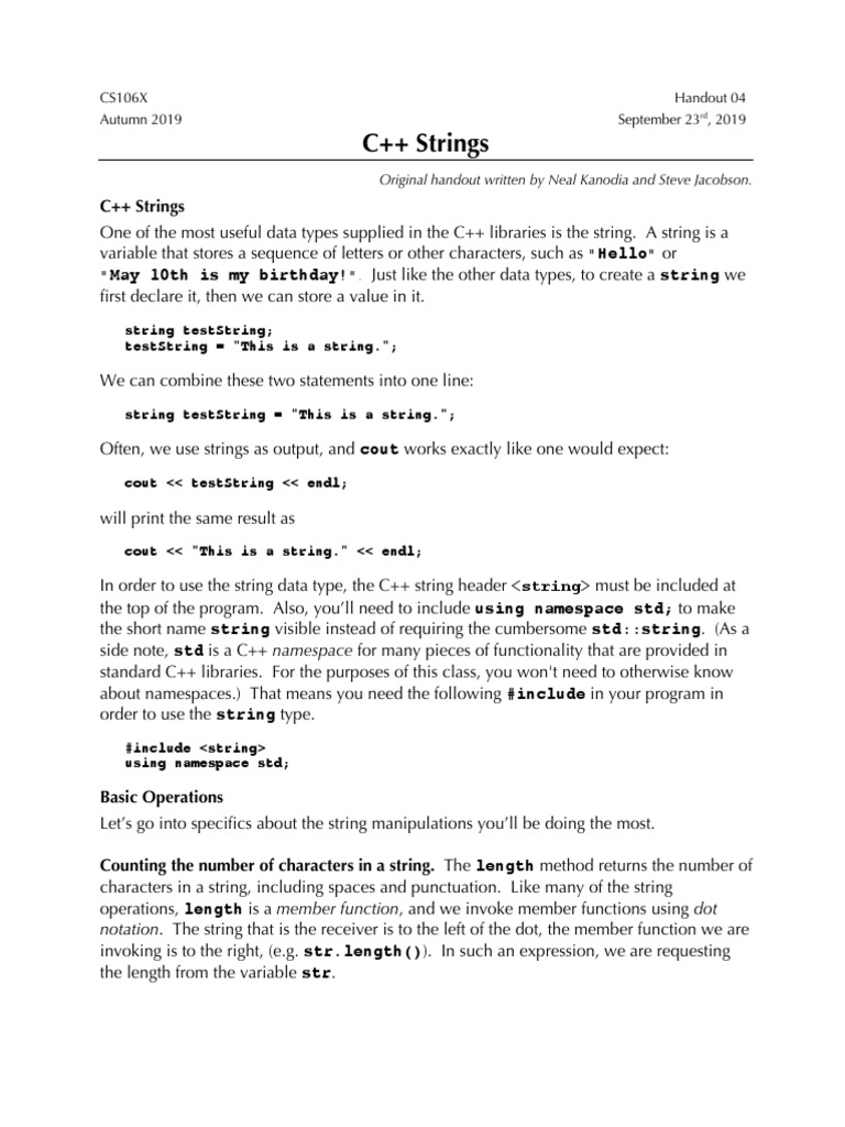 04 C Strings Pdf C String Computer Science