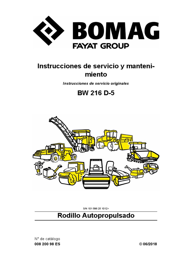 Manual Operador Roldillo Bomag BW 216 D-5 | PDF | Ciencias fisicas ...