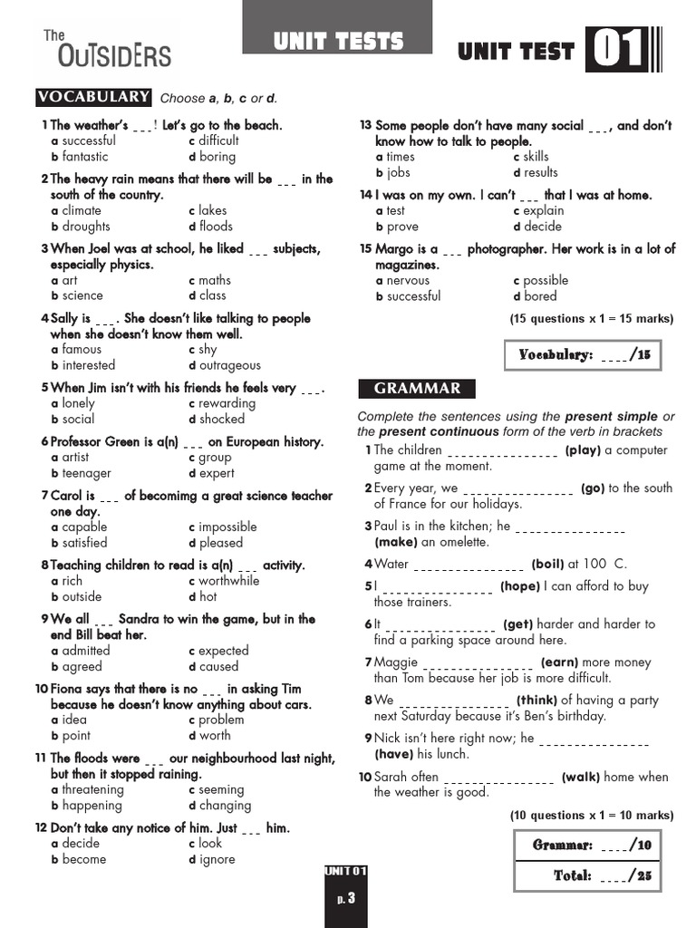 Outsiders B1-Test Pack-Students | PDF