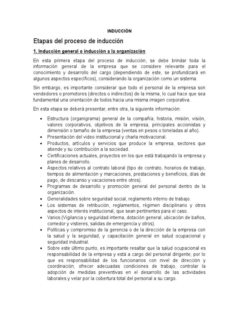 INDUCCIÓN. | PDF | Seguridad y salud ocupacional | Razonamiento inductivo