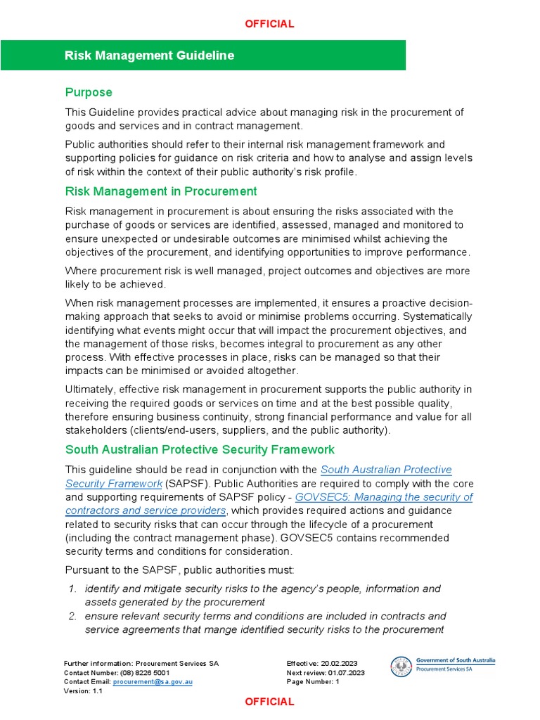 Risk Management Guideline | PDF | Risk | Risk Management