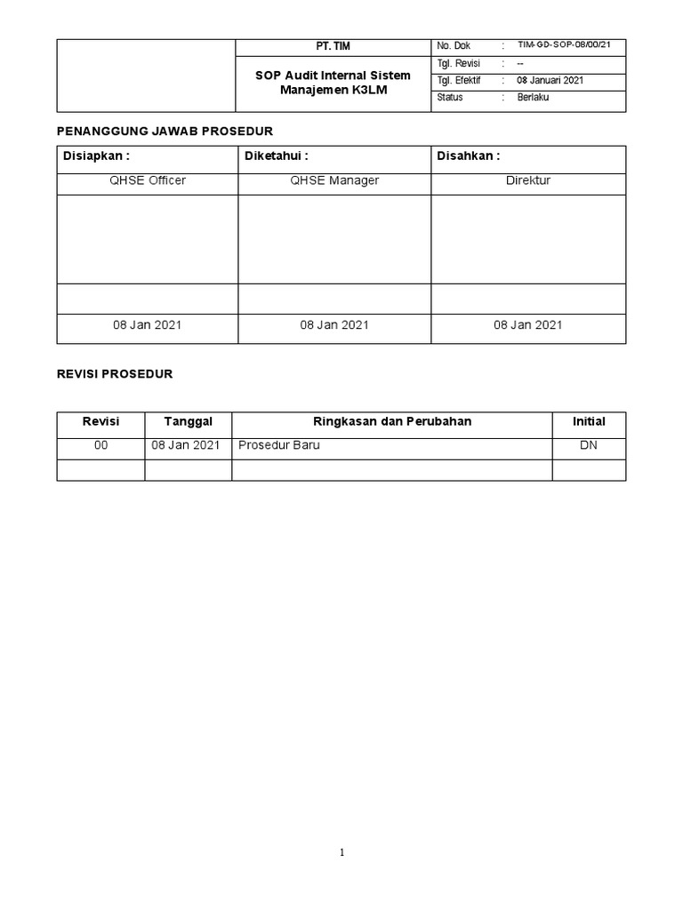 Contoh SOP Audit Internal | PDF