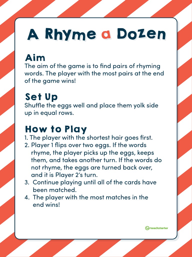 A Rhyme A Dozen Matching Game Colour | PDF